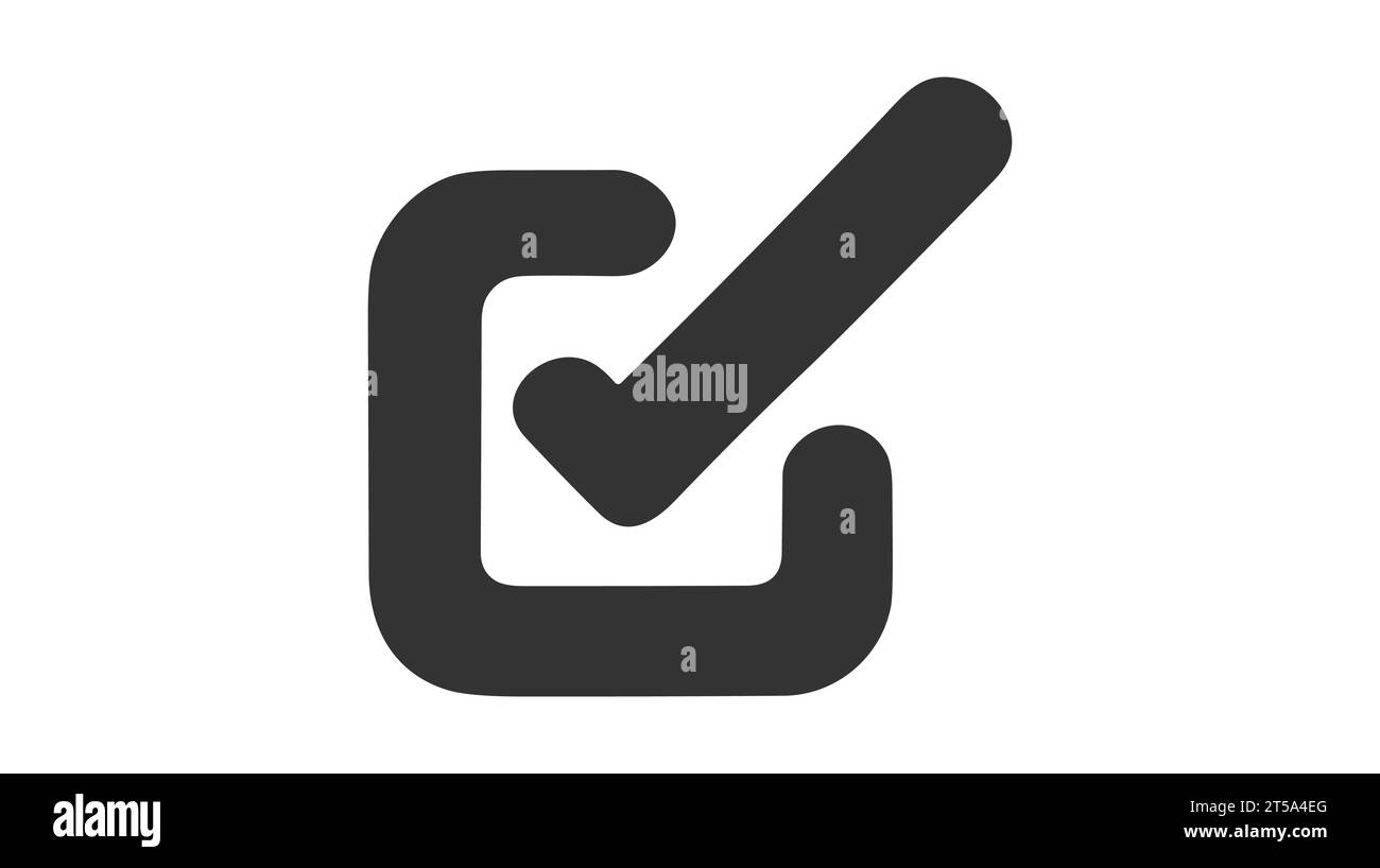 Tick icon vector symbol doodle style checkmark isolated on white ...