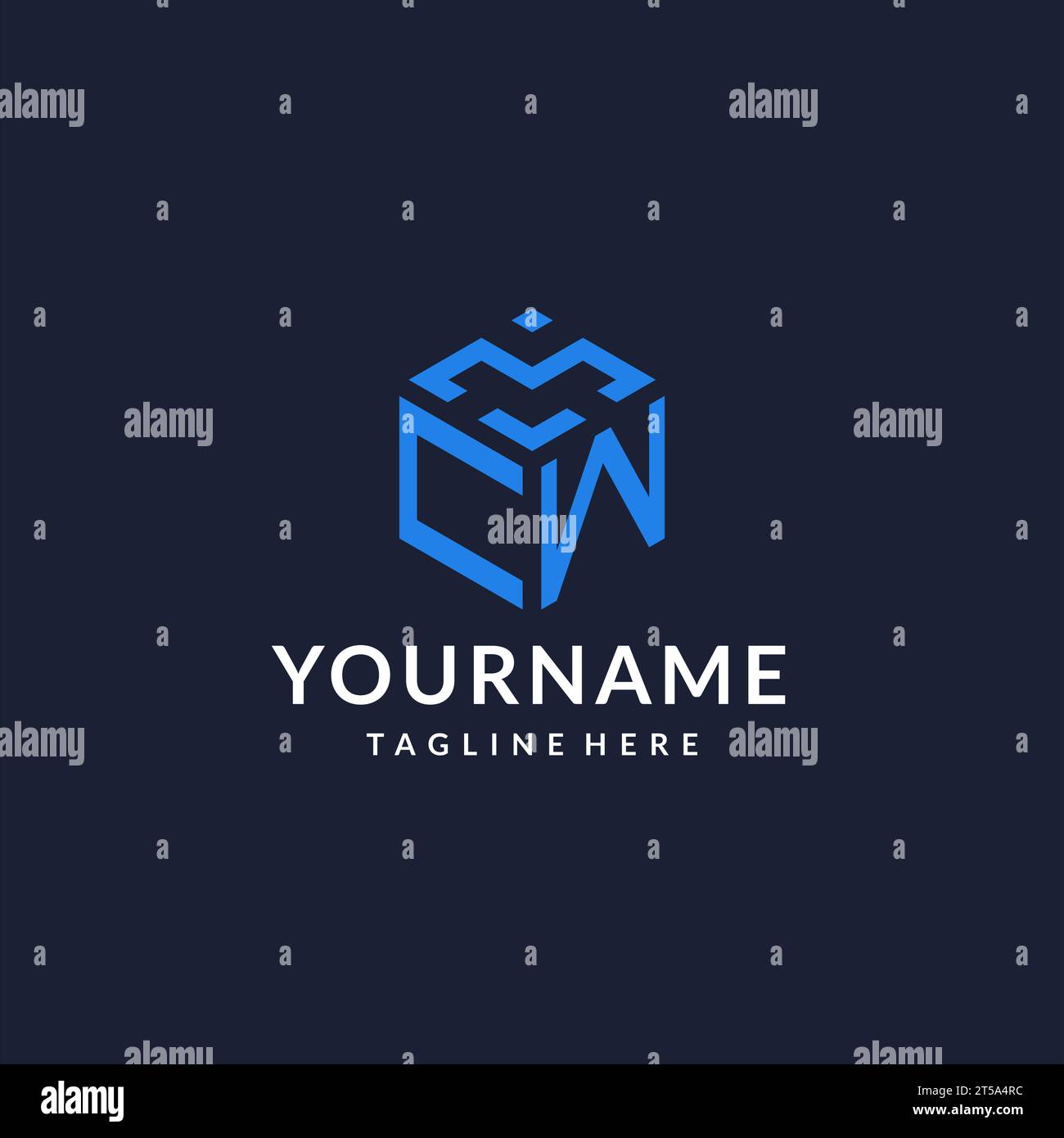 CW logo hexagon designs, best monogram initial logo with hexagonal ...