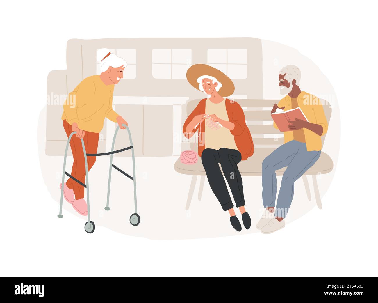 Communities for older people isolated concept vector illustration. Community for seniors, old ...