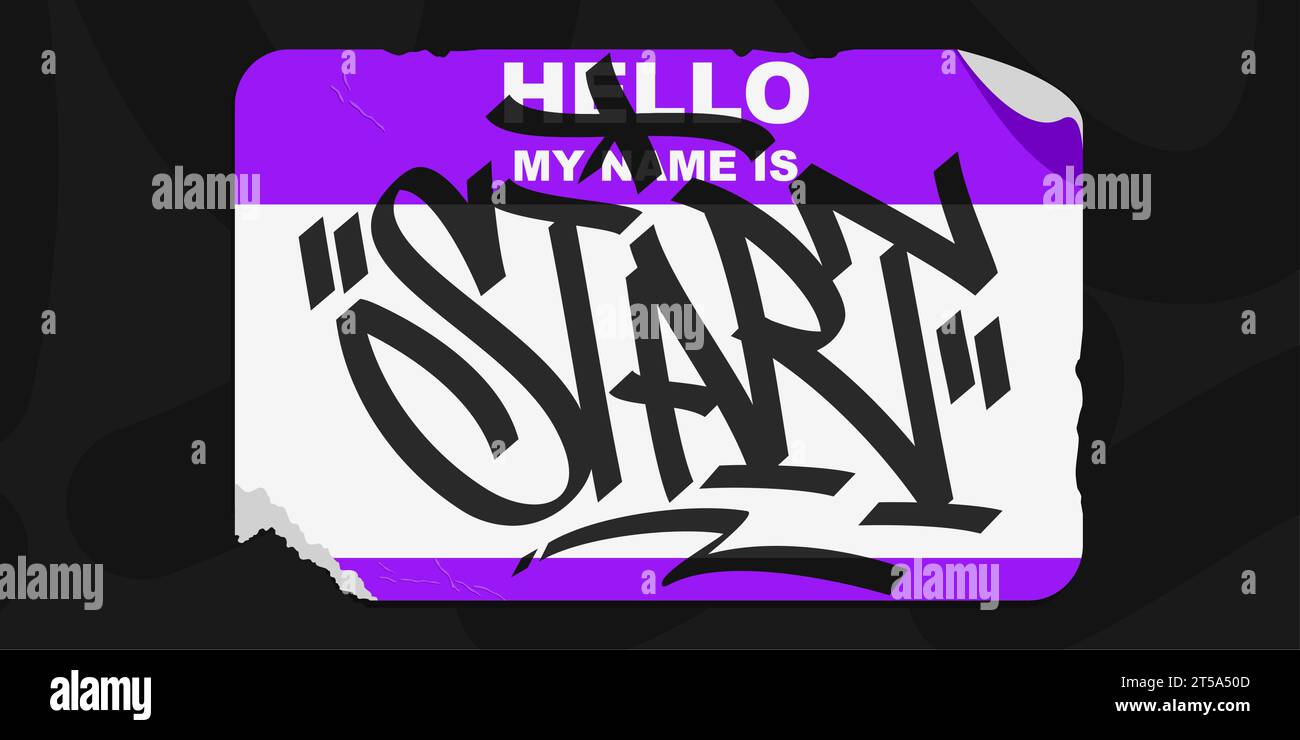 Abstract Graffiti Style Sticker Hello My Name Is With Some Street Art ...