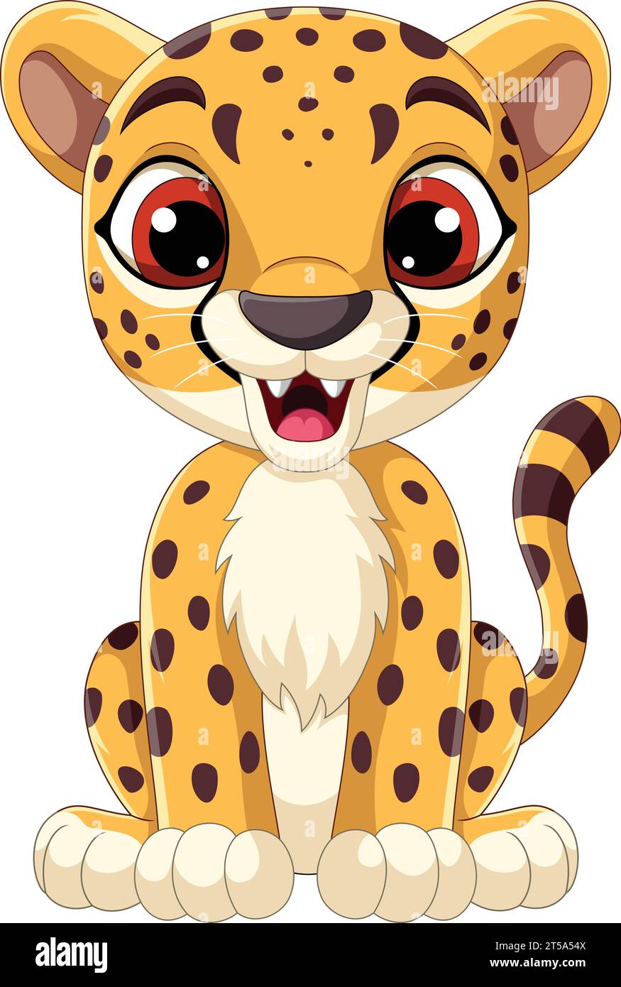 Cute little leopard cartoon sitting Stock Vector Image & Art - Alamy