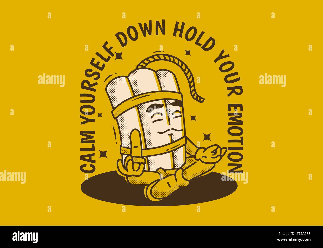 Calm yourself down hold your emotion. Vintage mascot character design ...