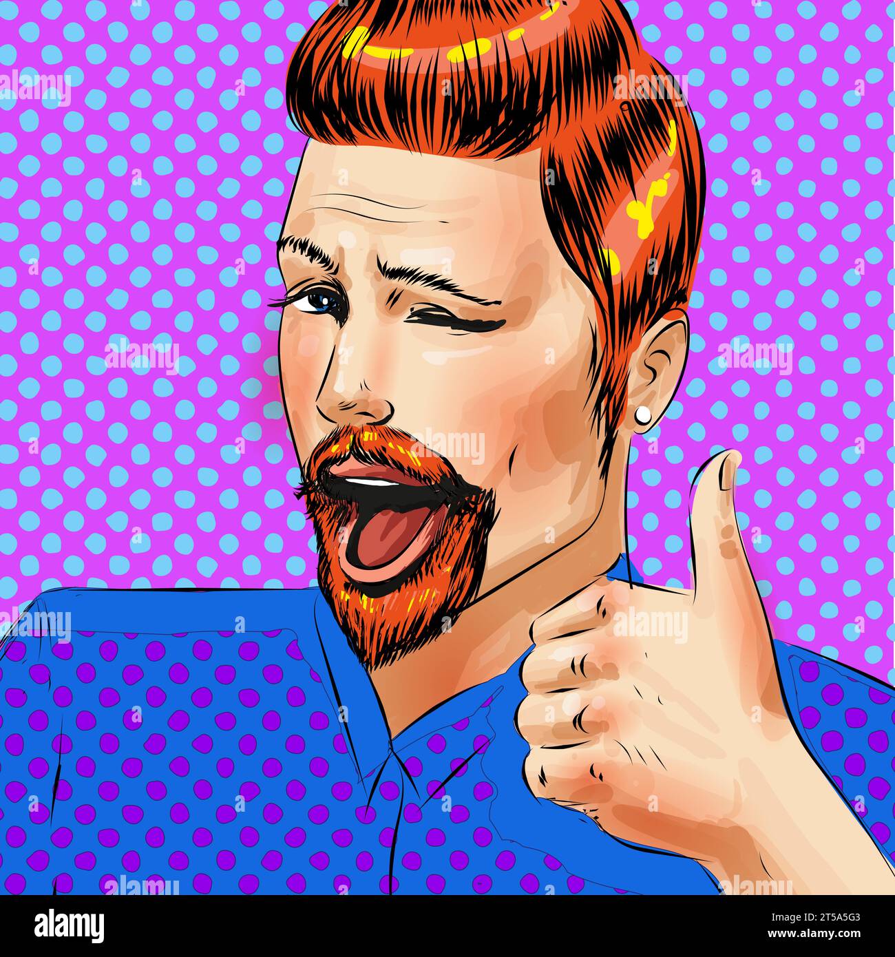Vector pop art man with thumb up hand gesture Stock Vector Image & Art ...