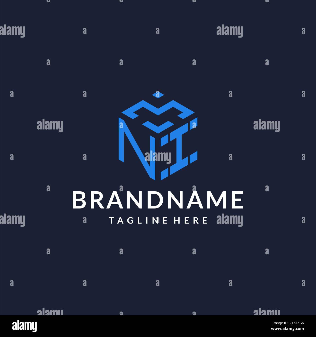 NI logo hexagon designs, best monogram initial logo with hexagonal ...