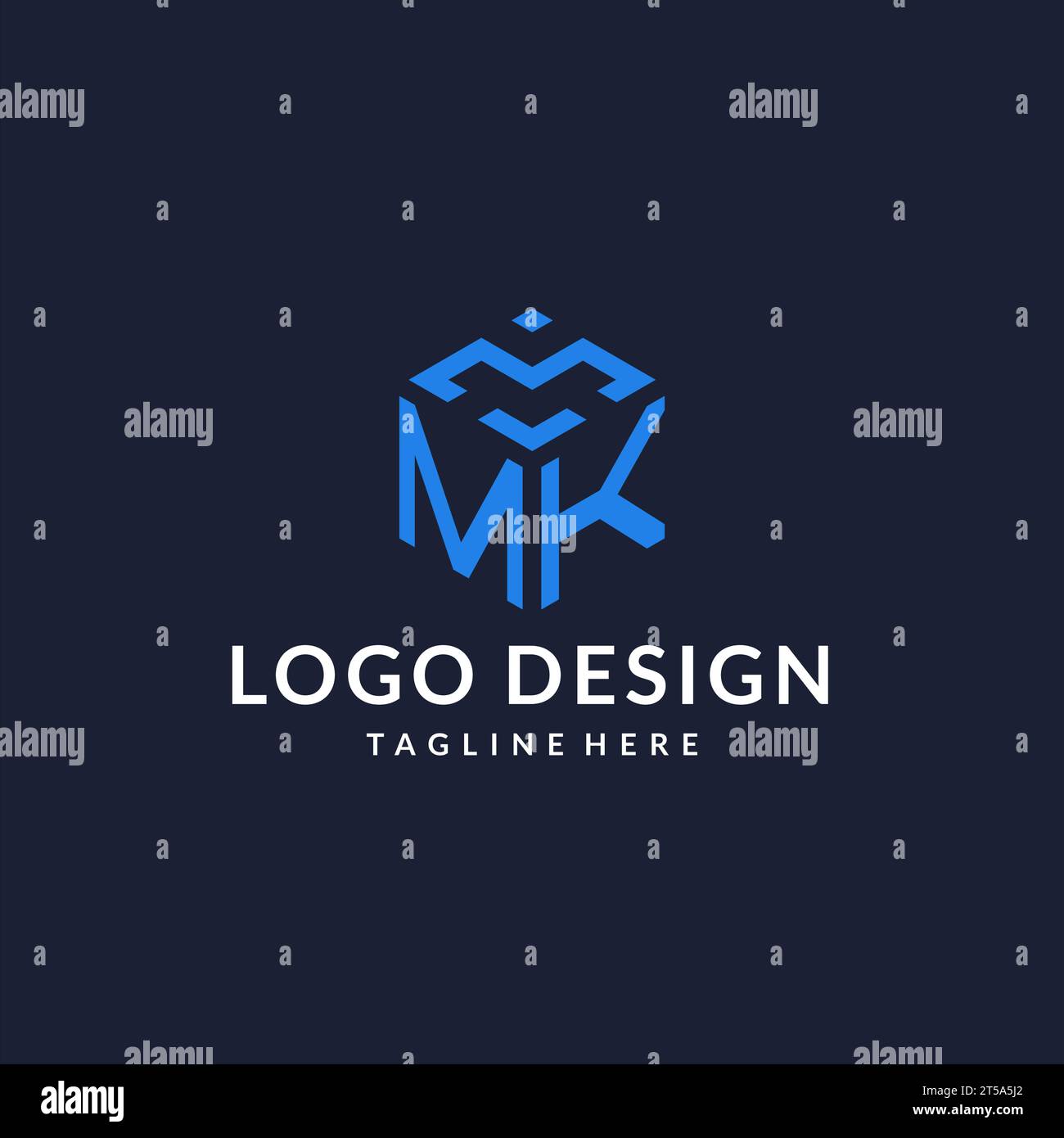 MK logo hexagon designs, best monogram initial logo with hexagonal ...