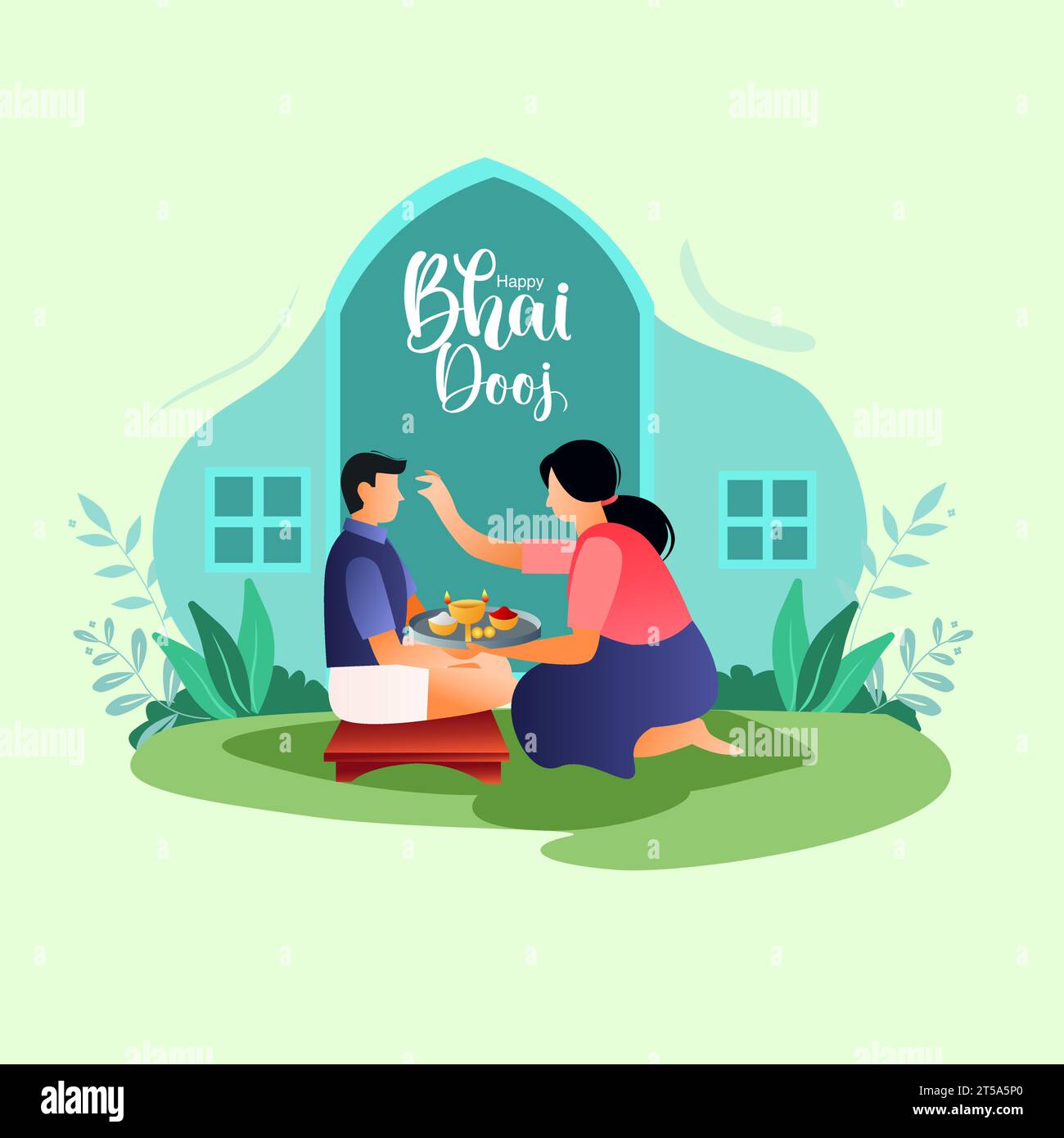 Indian brother and sister festival happy bhai dooj concept. Rakhi ...