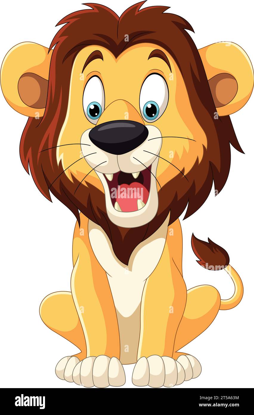 Cartoon funny lion on white background Stock Vector Image & Art - Alamy