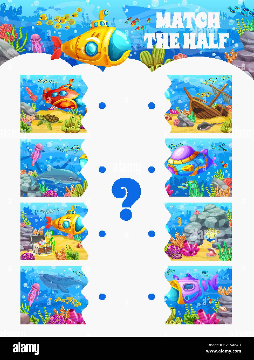 Match the half of underwater landscape. Figure fragment search vector ...