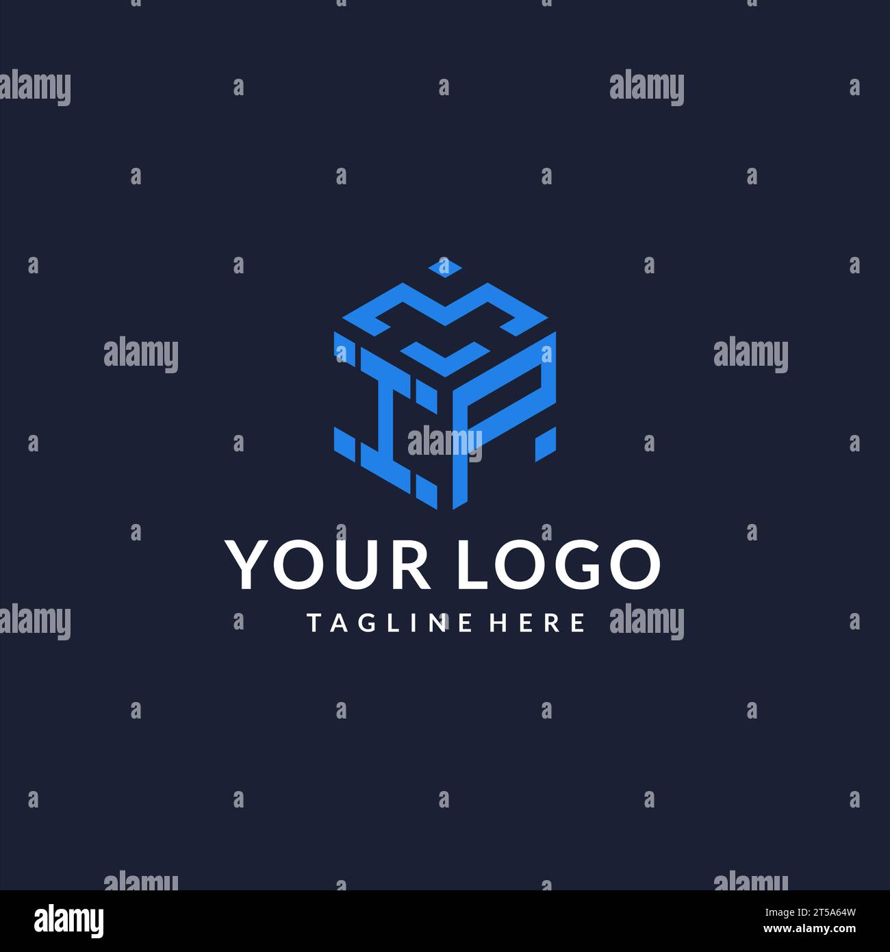 IP logo hexagon designs, best monogram initial logo with hexagonal ...