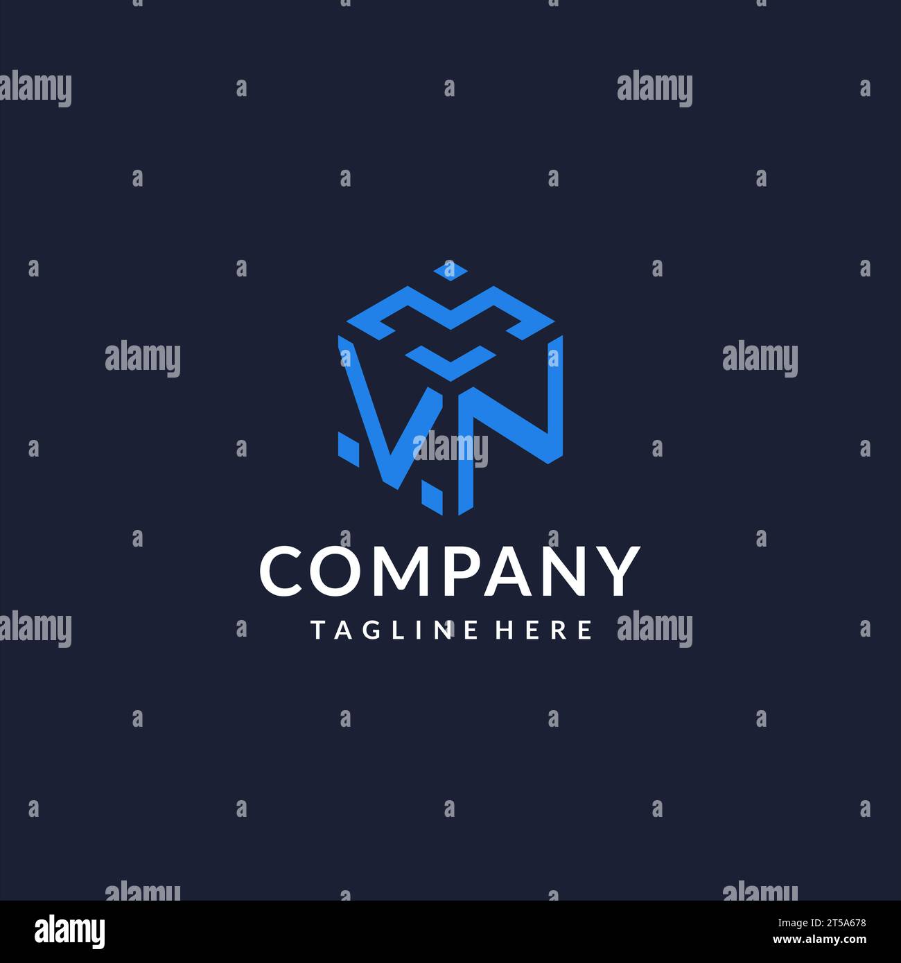 VN logo hexagon designs, best monogram initial logo with hexagonal ...