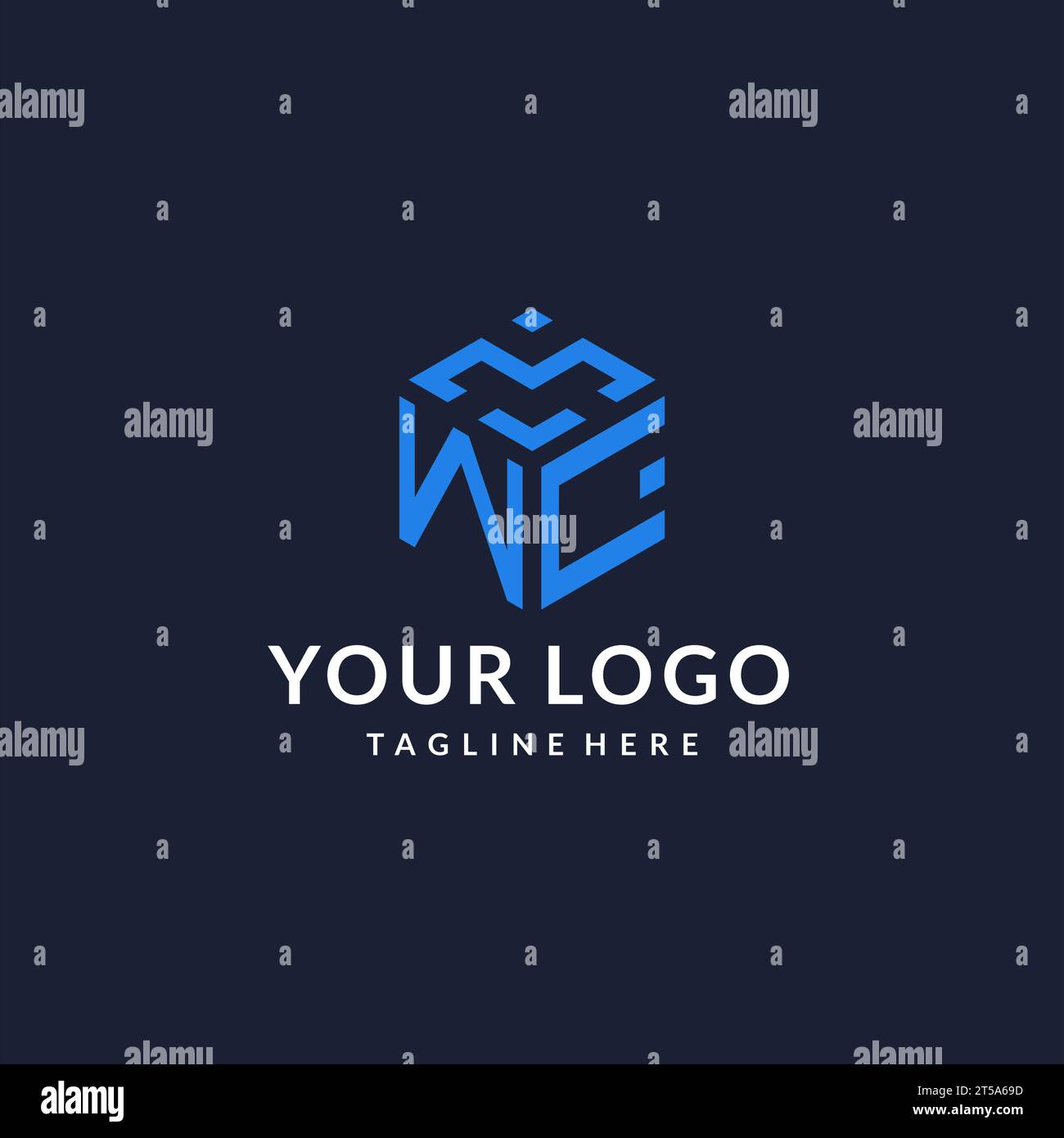 WC logo hexagon designs, best monogram initial logo with hexagonal shape design ideas ...