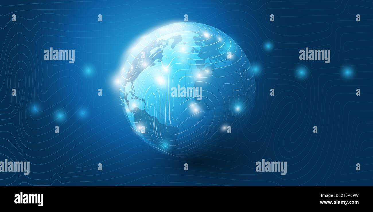 Cloud Computing and Networks Concept with Earth Globe - Abstract Global Digital Connections ...