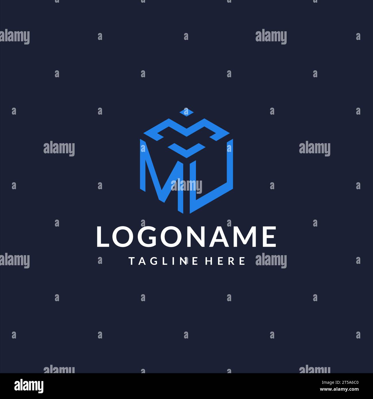 MU logo hexagon designs, best monogram initial logo with hexagonal ...