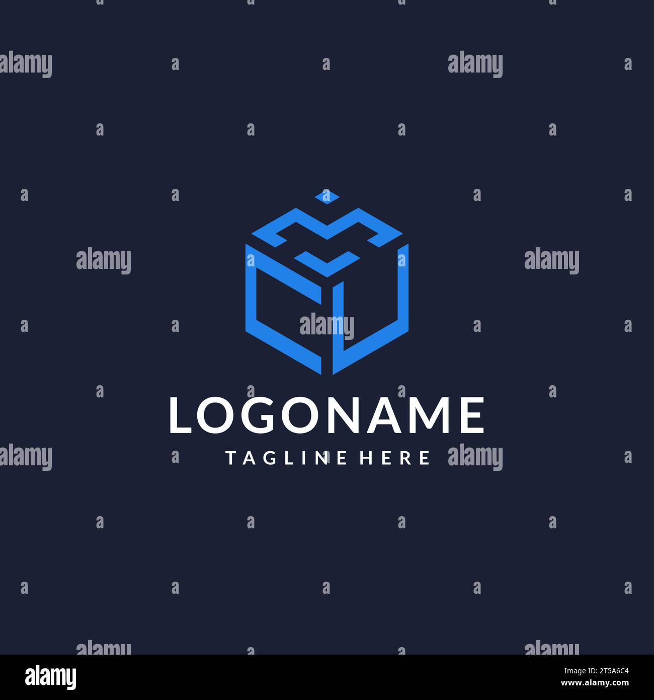 CU logo hexagon designs, best monogram initial logo with hexagonal ...