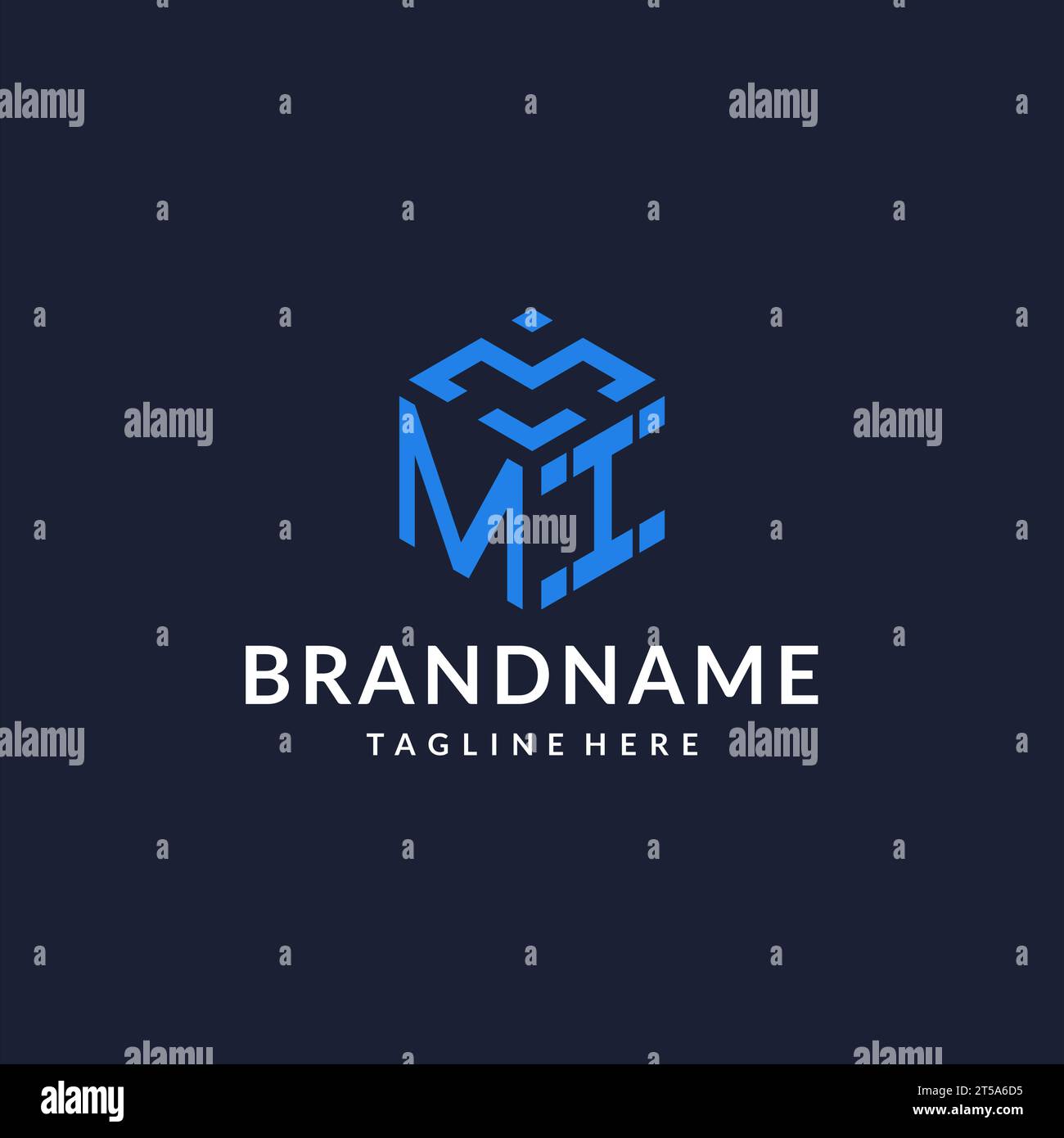 MI logo hexagon designs, best monogram initial logo with hexagonal ...