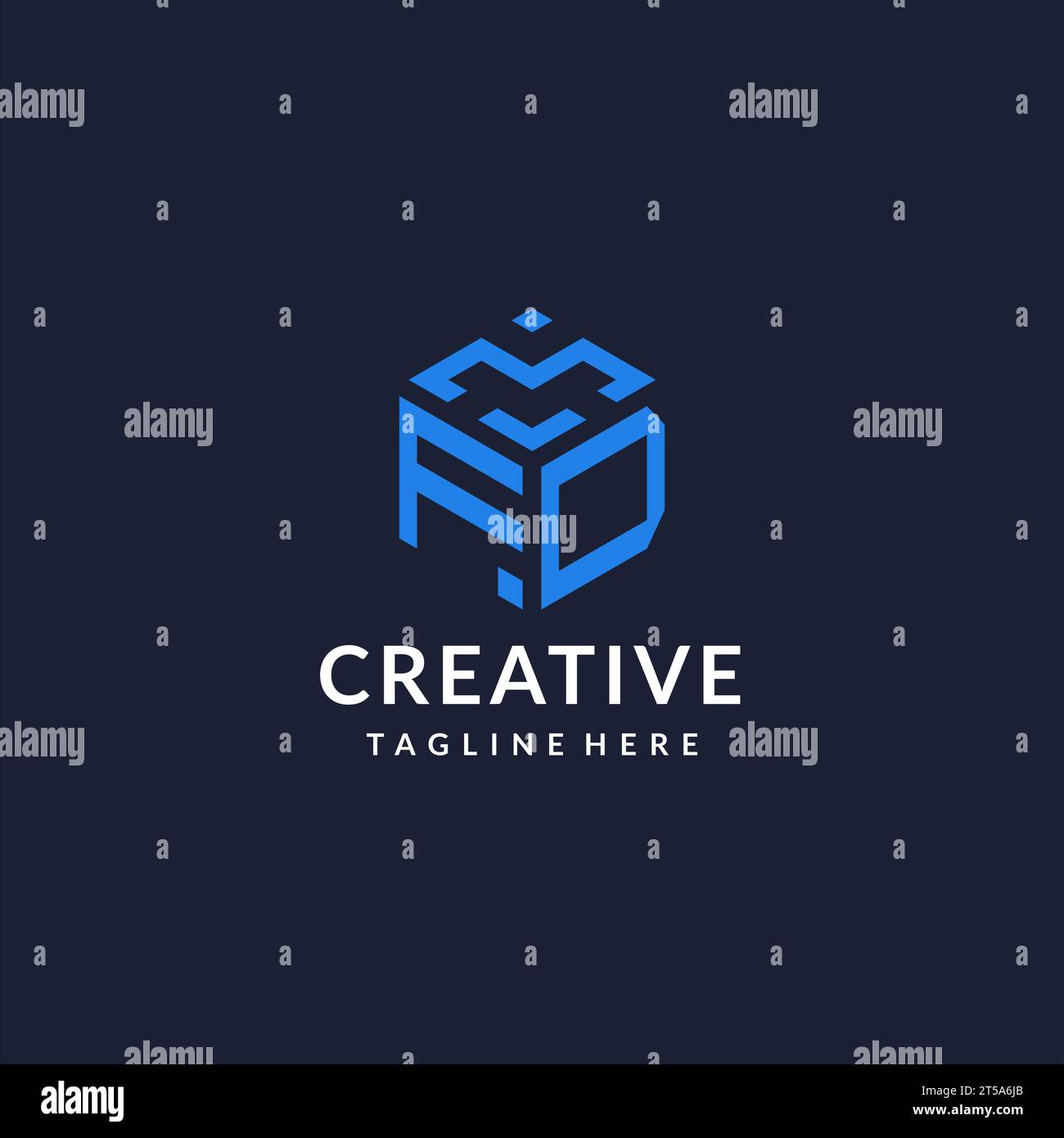 FD logo hexagon designs, best monogram initial logo with hexagonal ...