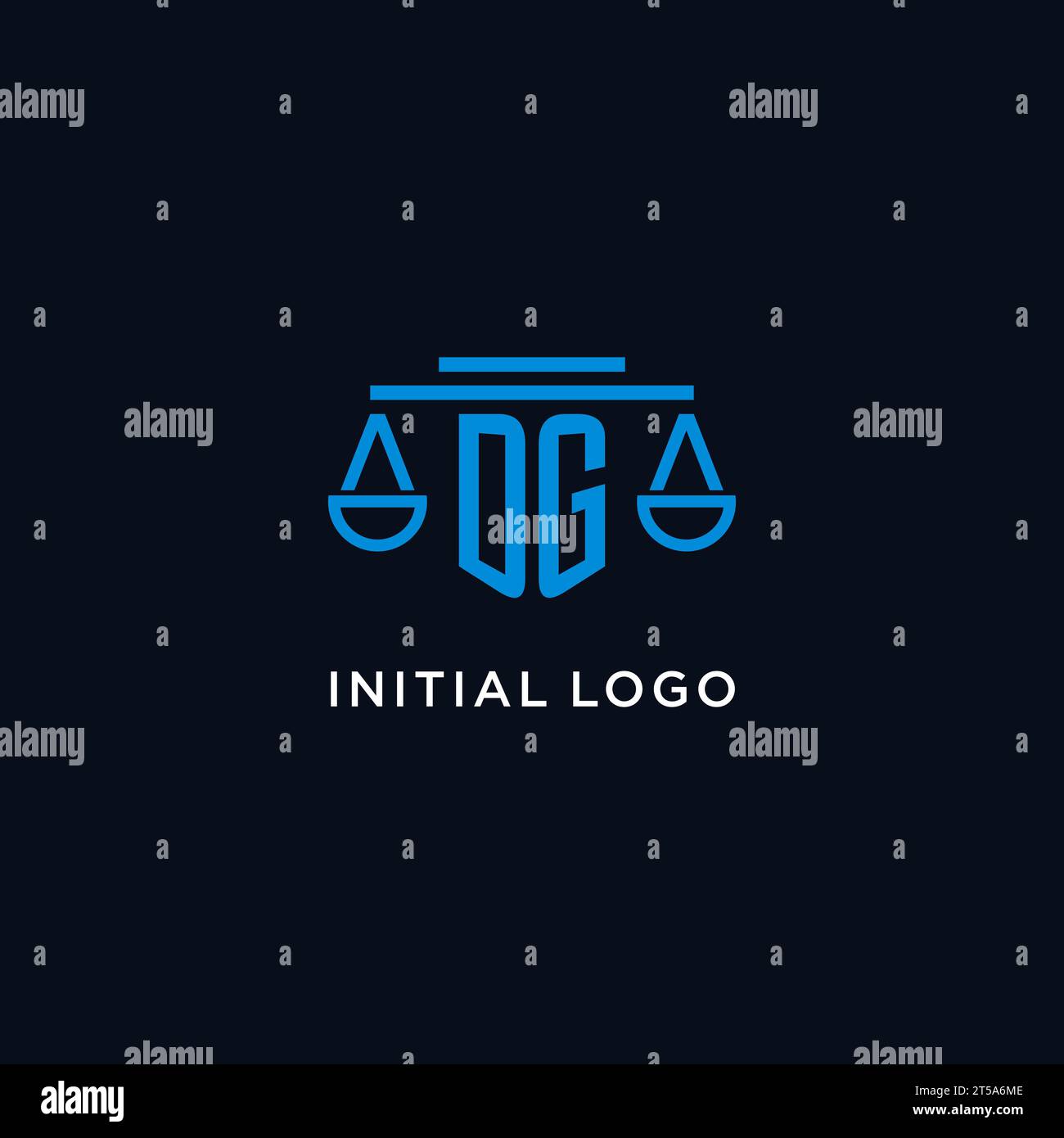 DG monogram initial logo with scales of justice icon design inspiration ...