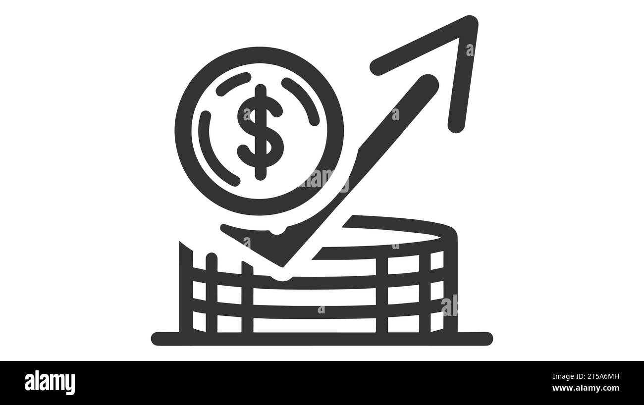 Increase money growth icon, progress marketing, thin line symbol on ...