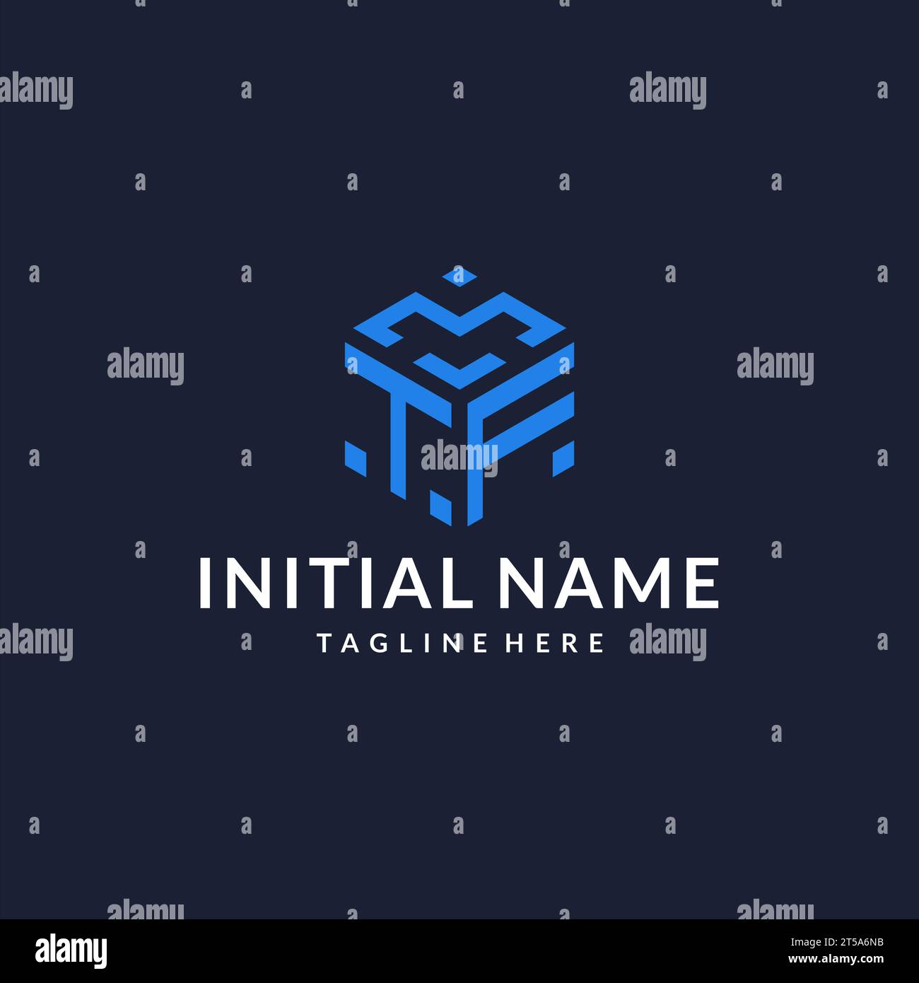 TF logo hexagon designs, best monogram initial logo with hexagonal ...