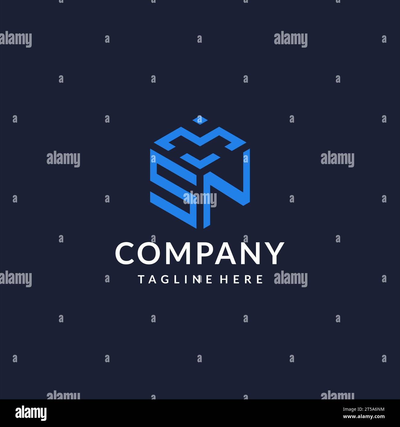 SN logo hexagon designs, best monogram initial logo with hexagonal ...