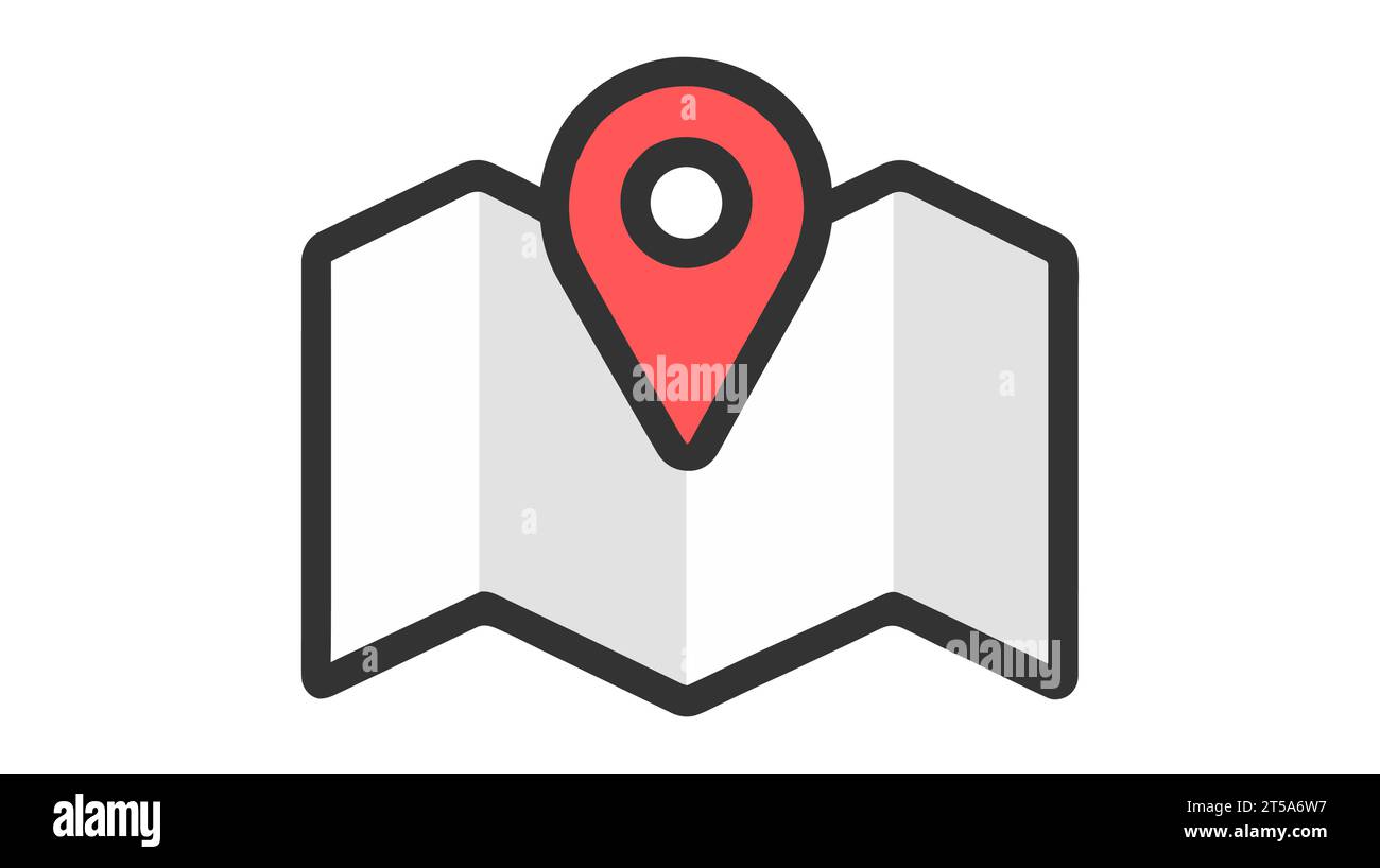 Vector graphic of an open map with a red location pin Stock Vector ...