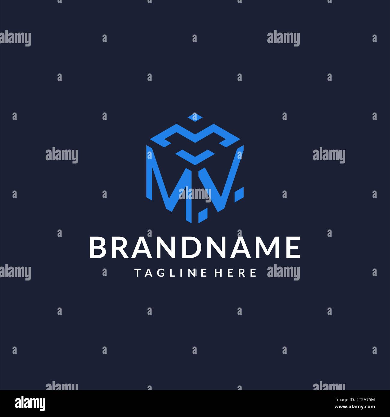 MV logo hexagon designs, best monogram initial logo with hexagonal ...