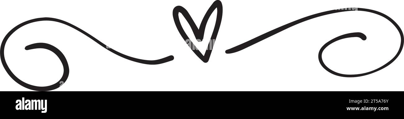 Hand drawn heart symbol divider border frame icon for love, romantic ...