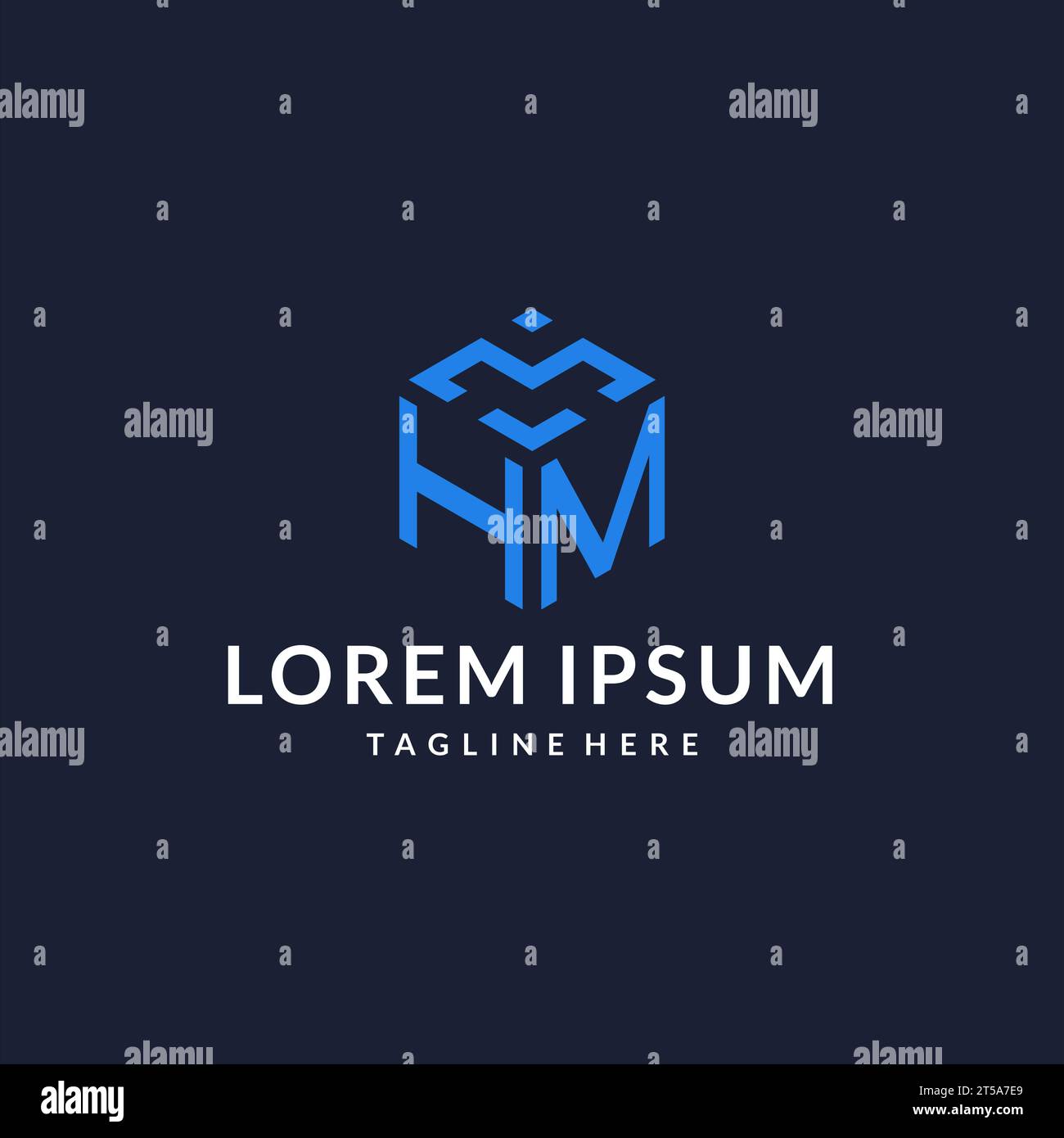 HM logo hexagon designs, best monogram initial logo with hexagonal ...