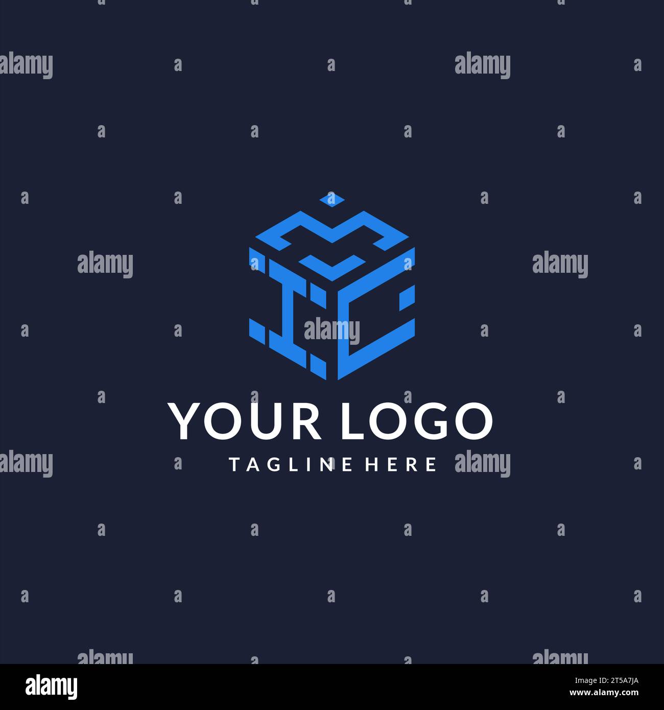 IC logo hexagon designs, best monogram initial logo with hexagonal ...