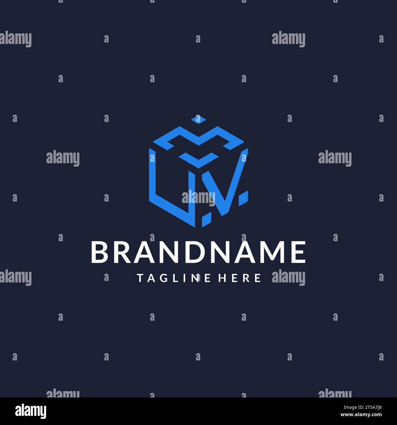 UV logo hexagon designs, best monogram initial logo with hexagonal ...