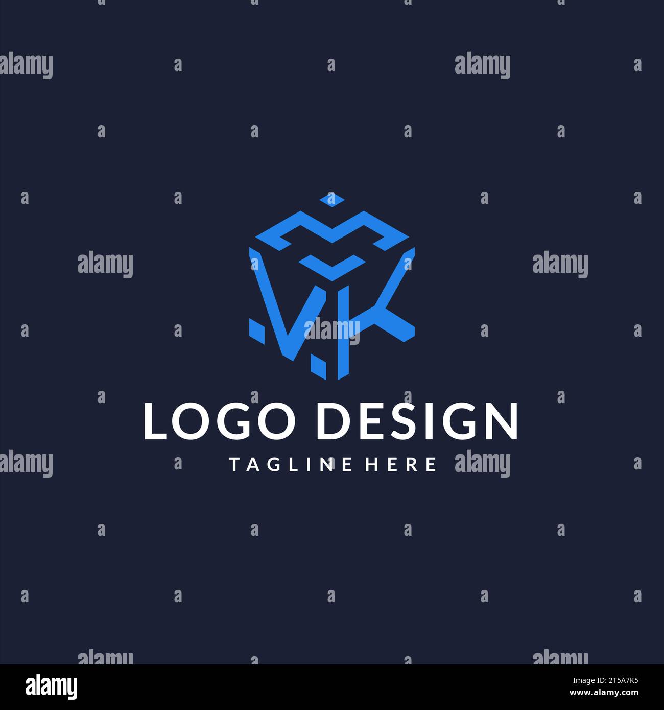 VK logo hexagon designs, best monogram initial logo with hexagonal shape design ideas ...