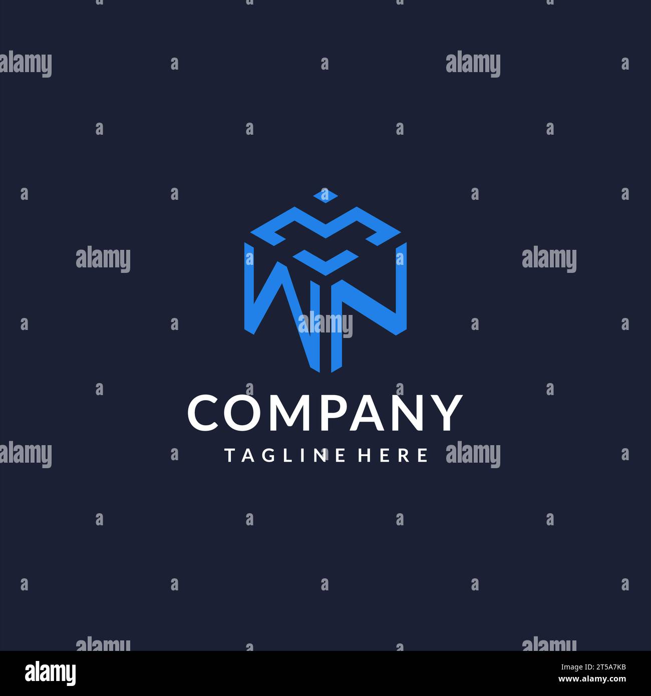 WN logo hexagon designs, best monogram initial logo with hexagonal ...
