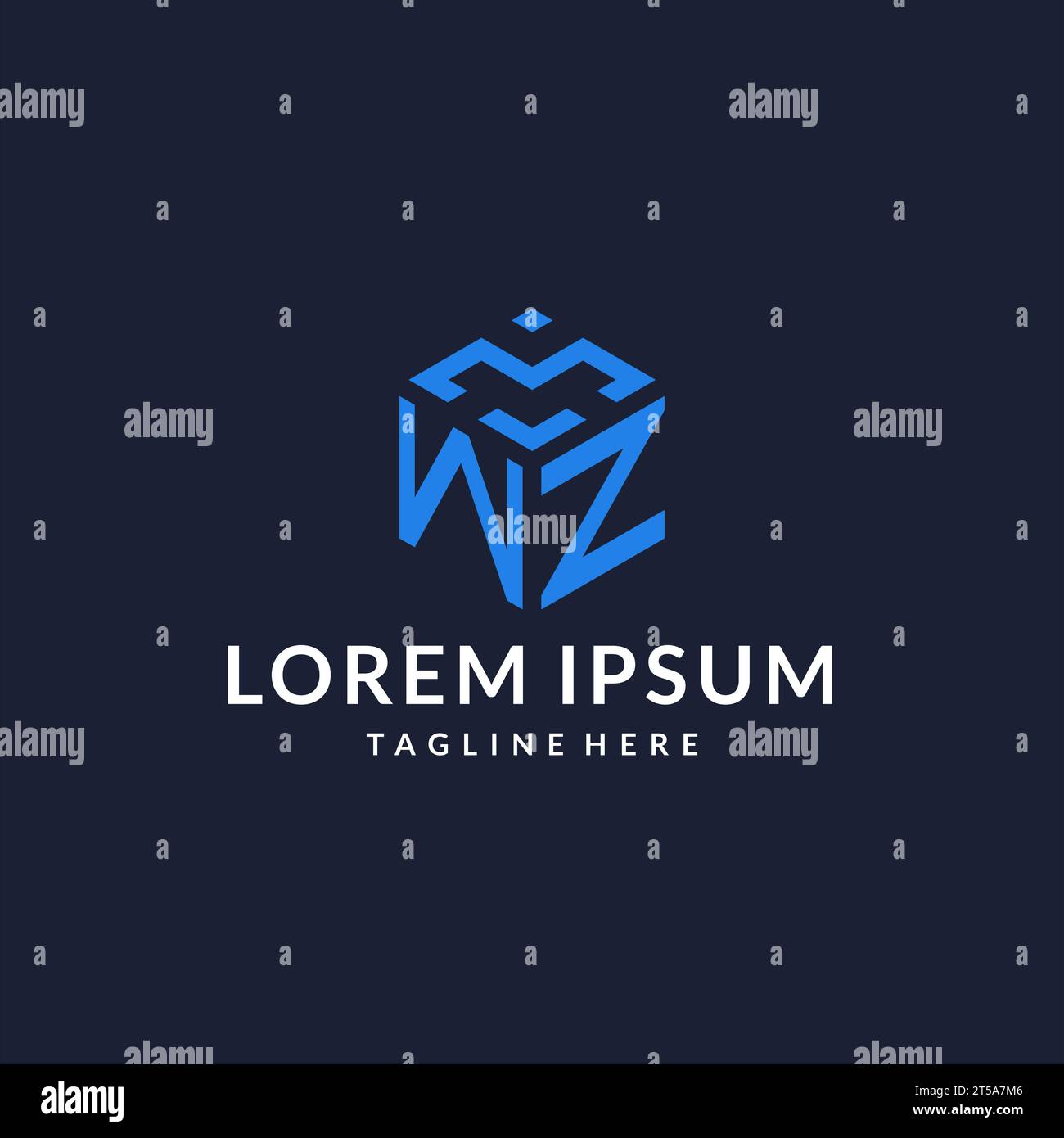 WZ logo hexagon designs, best monogram initial logo with hexagonal ...