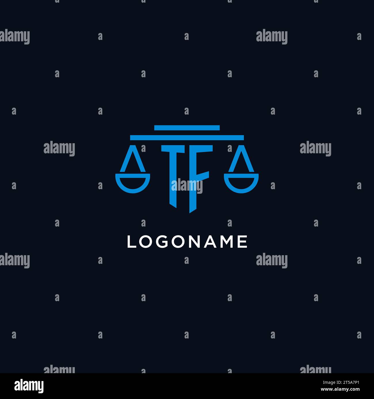 TF monogram initial logo with scales of justice icon design inspiration ...