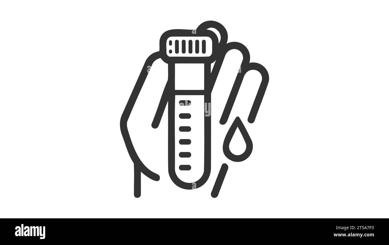 Vector icon illustrating a hand holding a test tube with a liquid ...