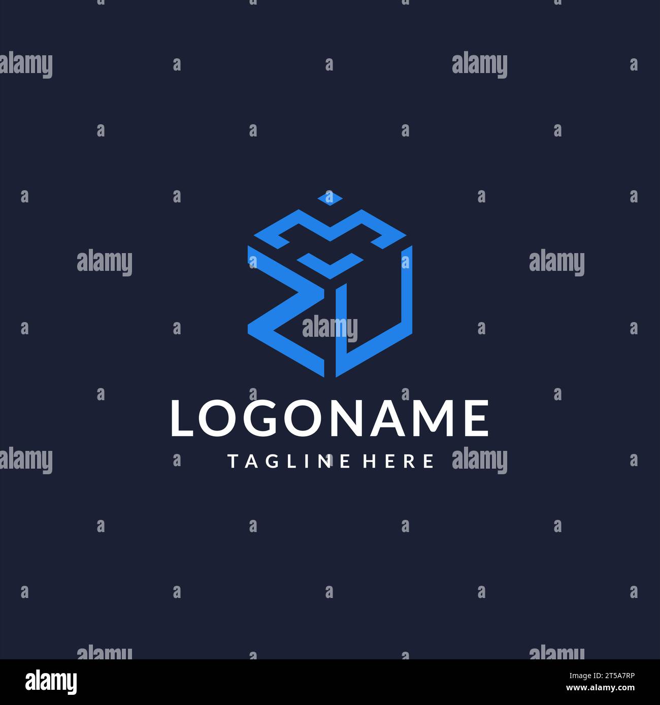 ZU logo hexagon designs, best monogram initial logo with hexagonal ...
