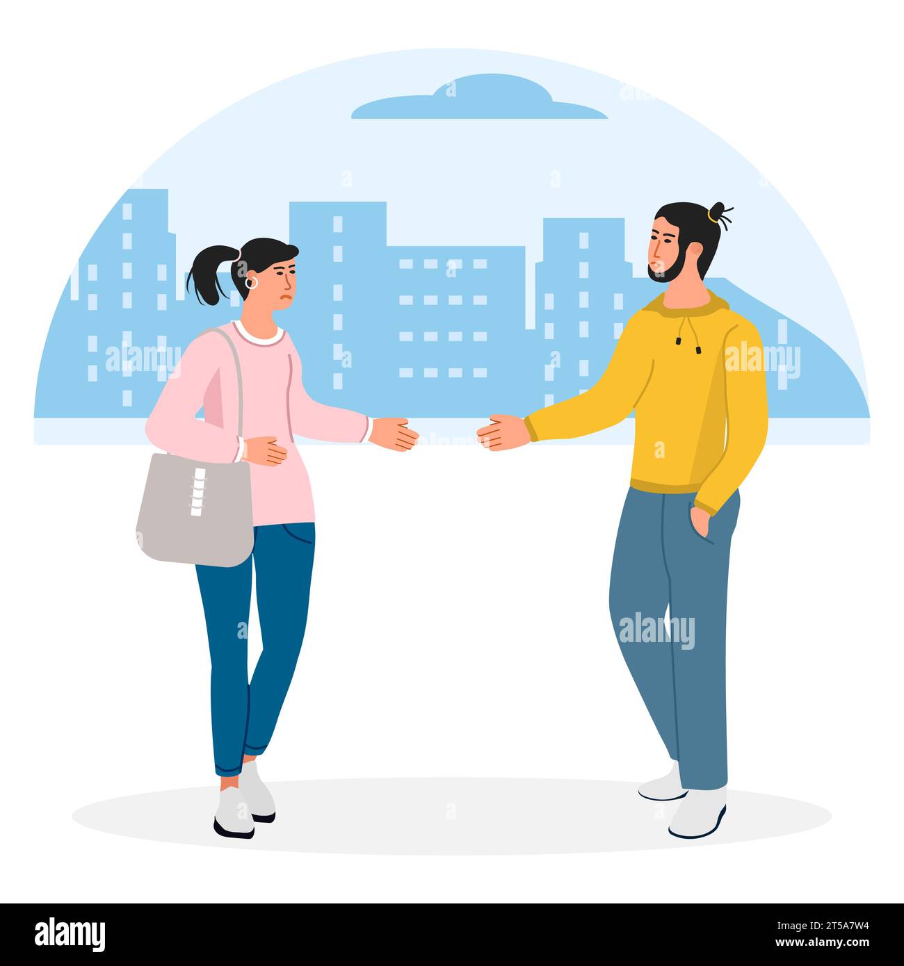 Unpleasant conversation between people. Man and woman. Emotions ...