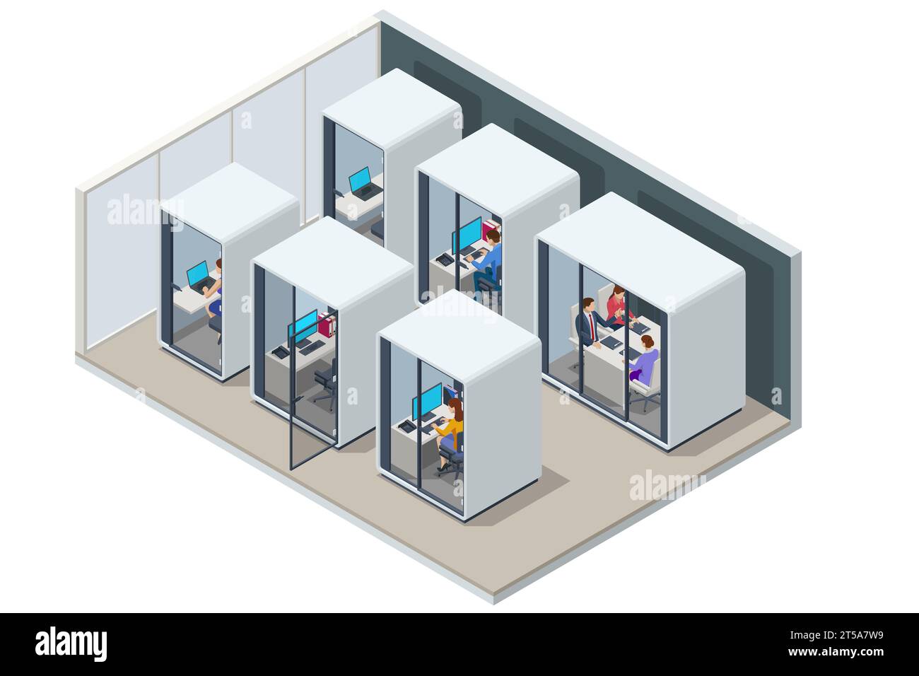 Isometric Capsule Office Pod. Movable Portable Meeting Soundproof Booth ...