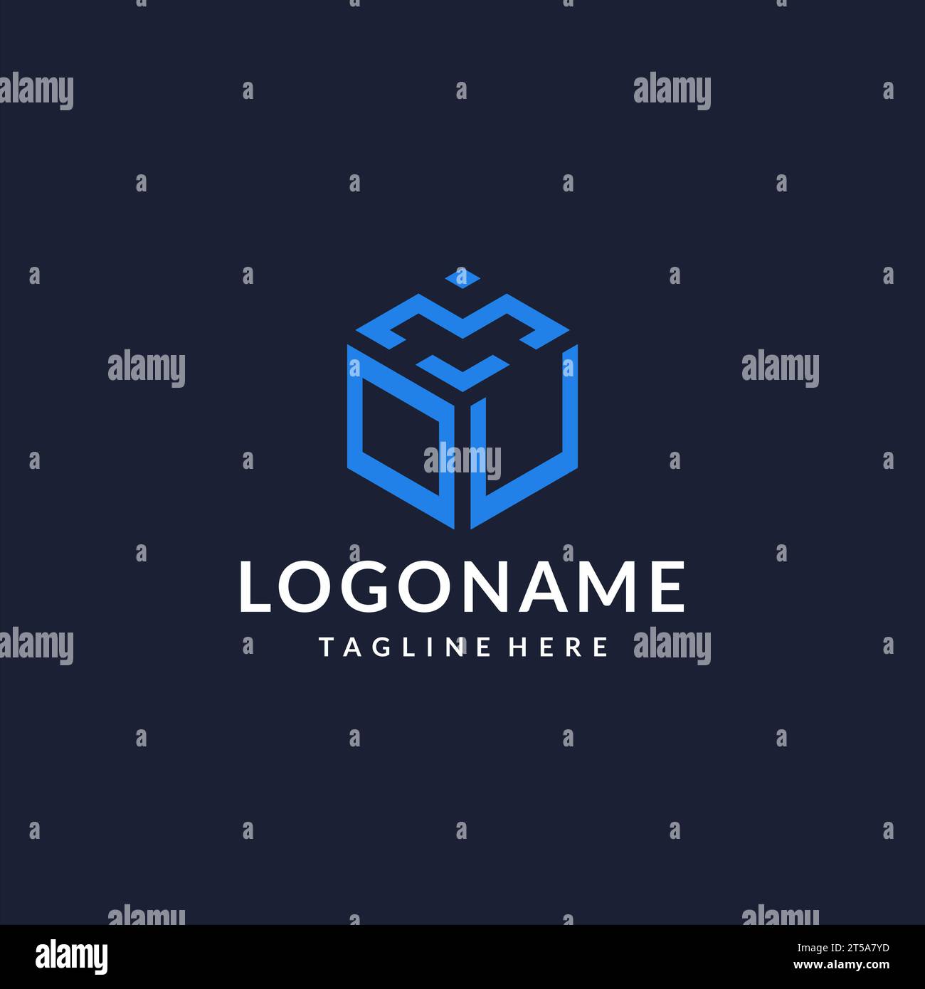 OU logo hexagon designs, best monogram initial logo with hexagonal ...