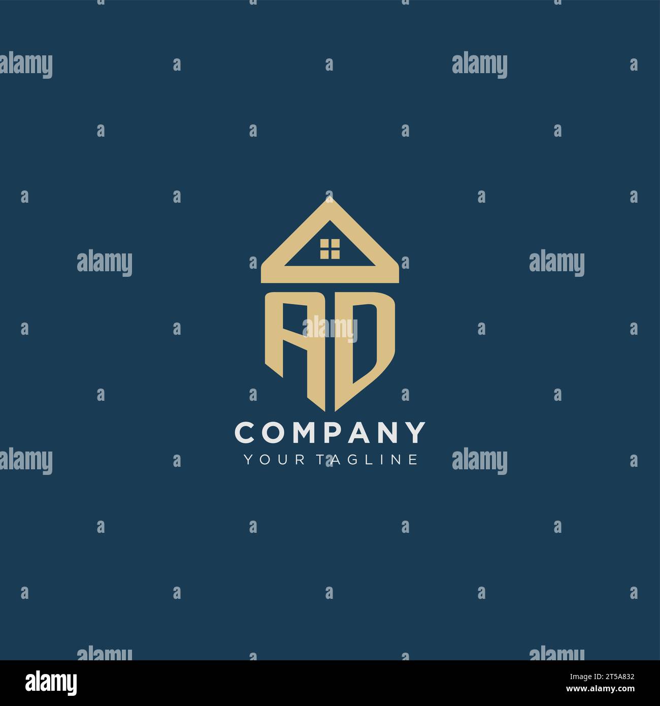 initial letter AD with simple house roof creative logo design for real ...