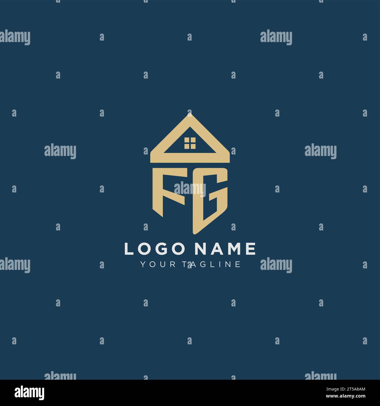 initial letter FG with simple house roof creative logo design for real ...