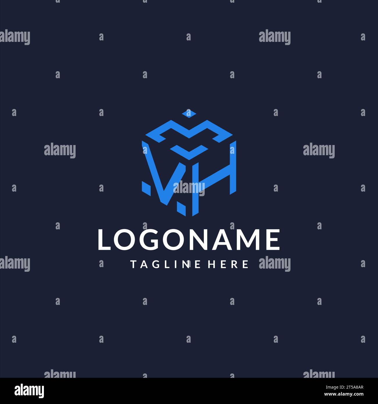 VH logo hexagon designs, best monogram initial logo with hexagonal ...