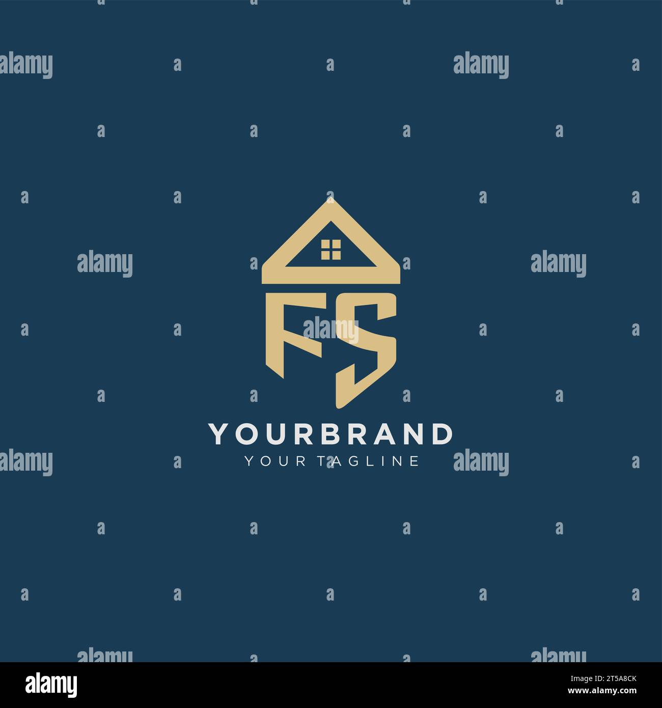initial letter FS with simple house roof creative logo design for real ...