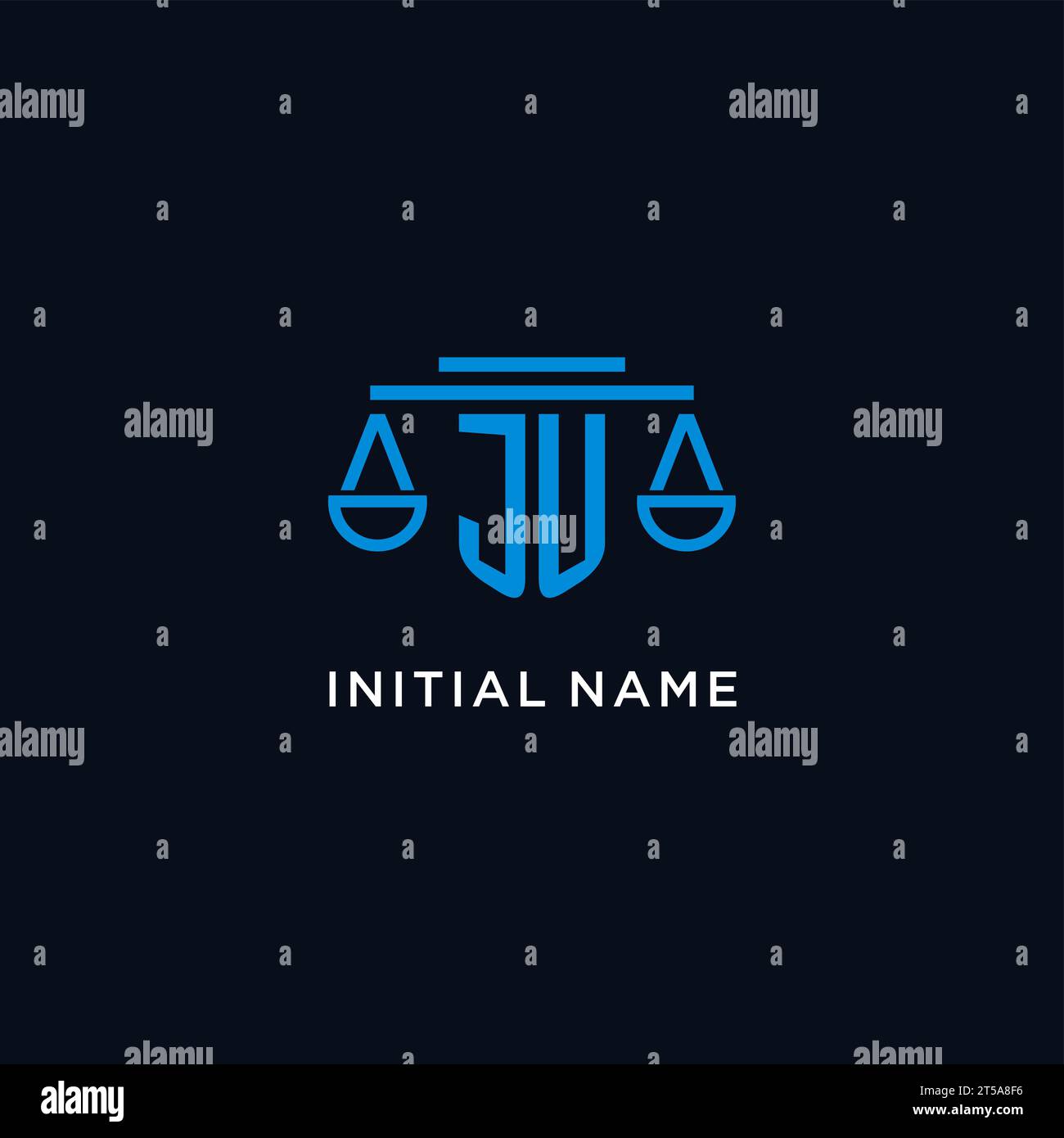 JU monogram initial logo with scales of justice icon design inspiration ...