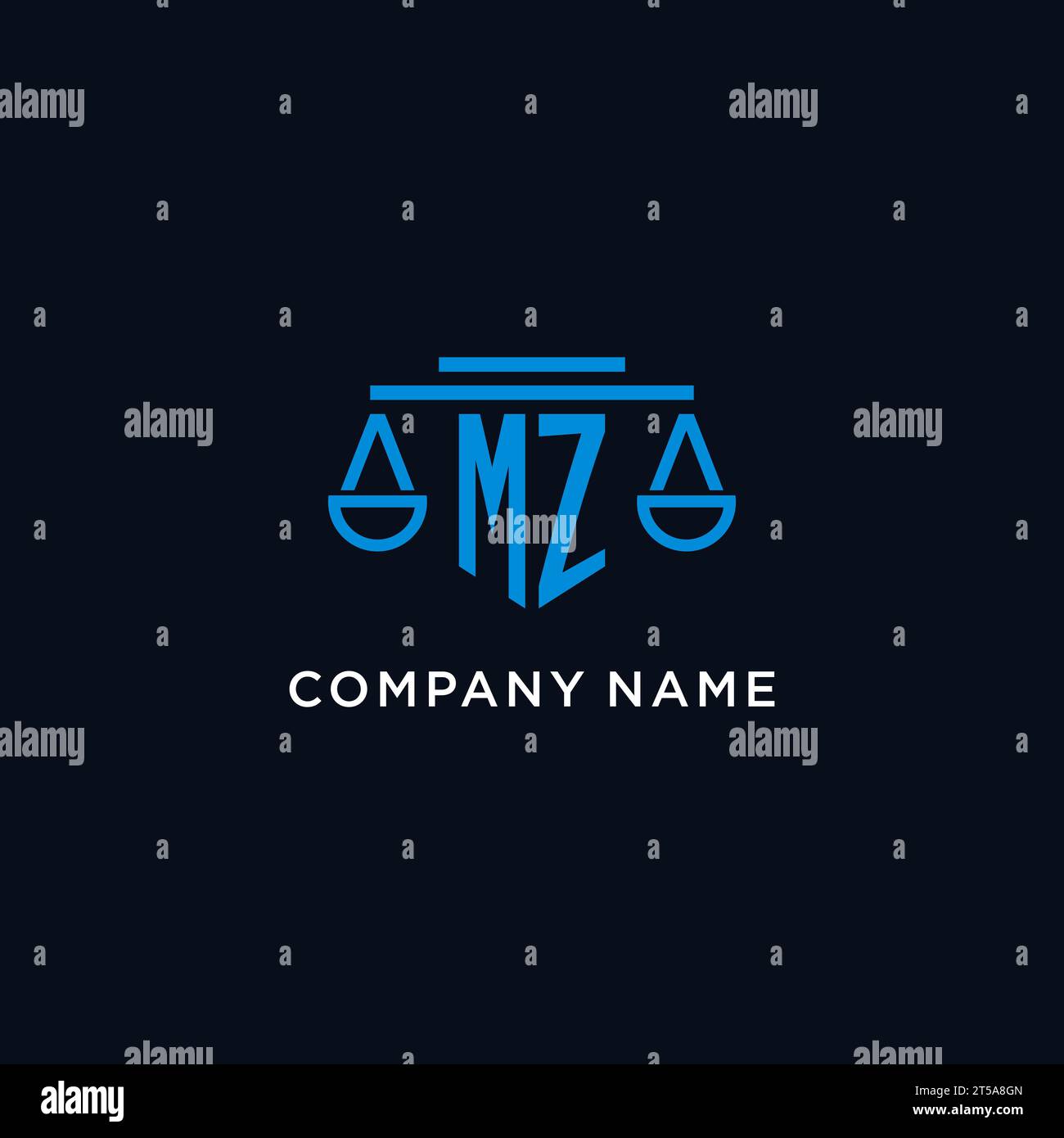 MZ monogram initial logo with scales of justice icon design inspiration, vector graphic Stock ...