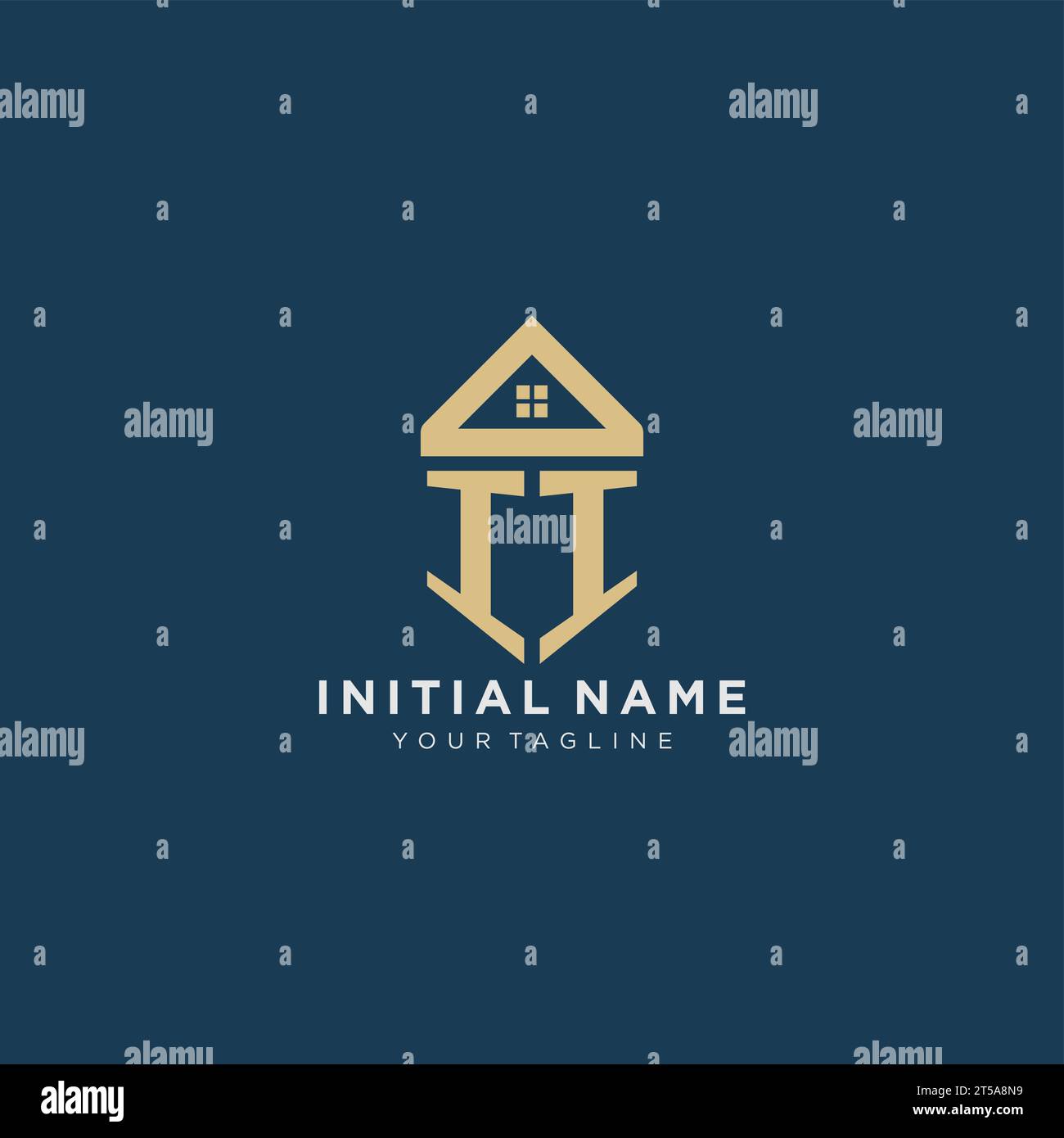 initial letter II with simple house roof creative logo design for real ...