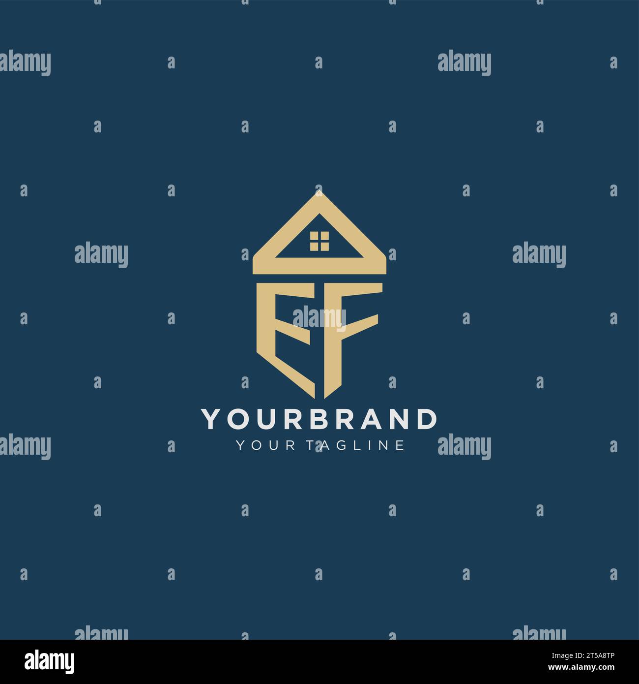 initial letter EF with simple house roof creative logo design for real ...