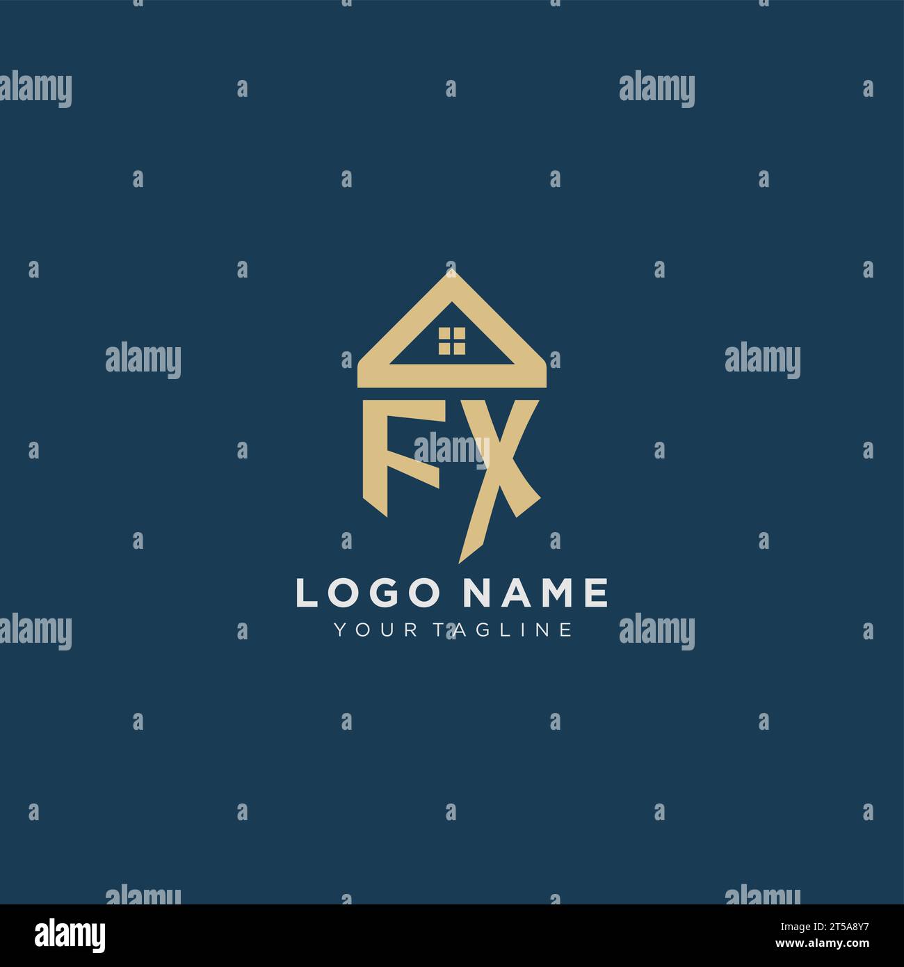 initial letter FX with simple house roof creative logo design for real ...