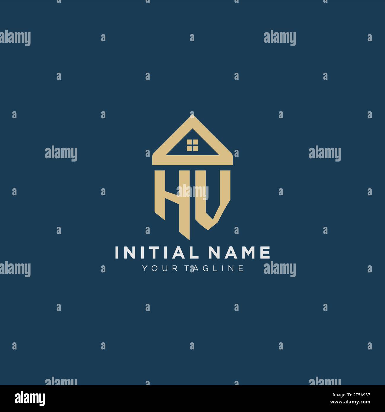 initial letter HV with simple house roof creative logo design for real ...