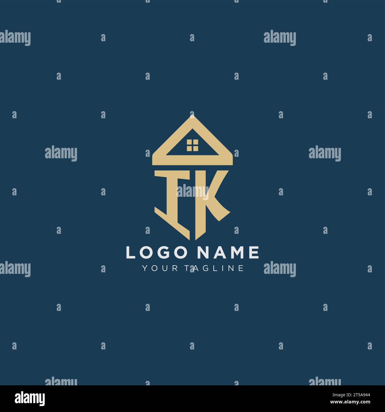 initial letter IK with simple house roof creative logo design for real ...